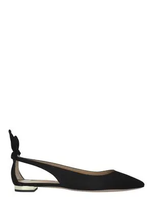 AQUAZZURA Suede Bow Tie Ballerinas - Black