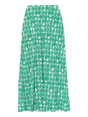 Rixo RIXO Kelly Printed Voile Midi Skirt Emerald