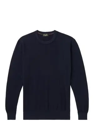 Loro Piana Slim-fit Cotton And Silk-blend Sweater - Blue