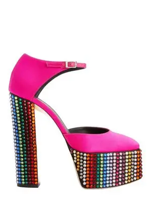 GIUSEPPE ZANOTTI Bebe Strass Studded Platform Sandals - Pink