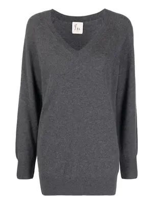 PAULA V-neck Knit Jumper - Grey