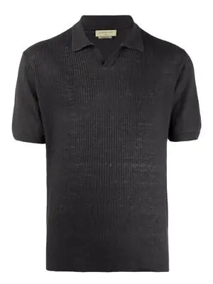 Corneliani Ribbed Polo Shirt - Grey
