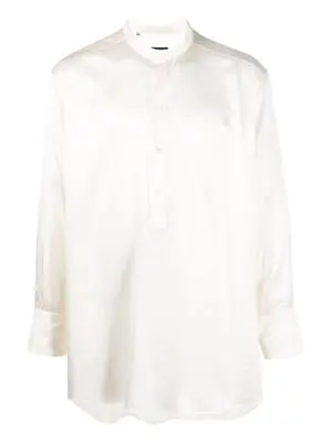 Dolce & Gabbana Long-sleeve Silk Longline Shirt - White