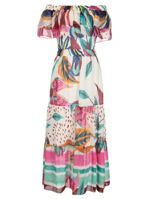 PatBO Floral-print Off-the-shoulder Midi Dress - Multicolour