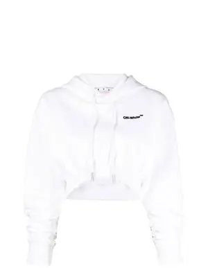 Off-White Helvetica Cropped Hoodie - White