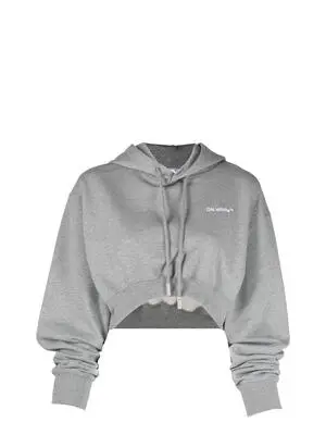 Off-White Cropped Hoodie - Grey