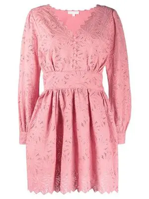Michael Kors Scalloped-hem Embroidered Dress - Pink