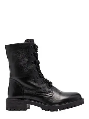 Geox Lace-up Leather Boots - Black