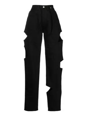 HELIOT EMIL Asymmetric Cut-out Straight Leg Jeans