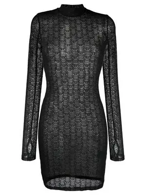Philipp Plein Monogram Tulle Mini Dress - Black