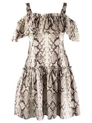 Philipp Plein Python Print Mini Dress - Neutrals