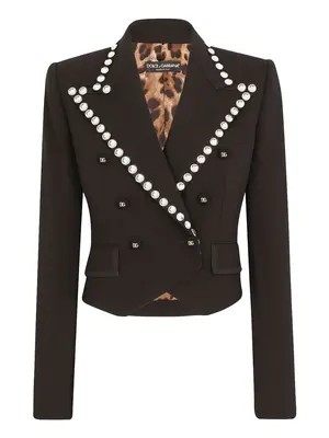 Dolce & Gabbana Spencer Crystal-embellished Wool Jacket - Black