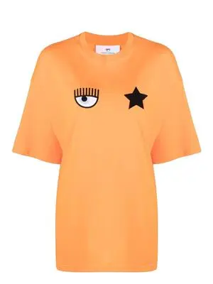 CHIARA FERRAGNI Logo-print Cotton T-shirt - Orange