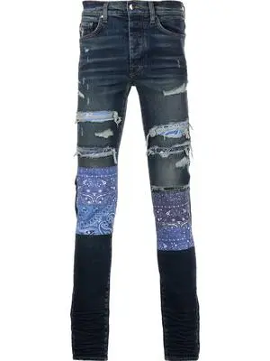Amiri Bandana Artpatch Skinny Jeans - Blue