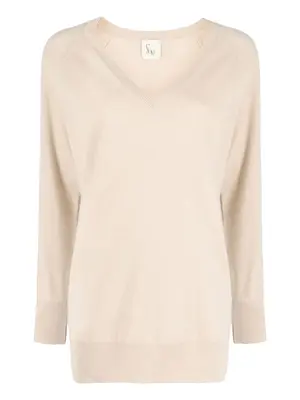 PAULA V-neck Cashmere Jumper - Neutrals