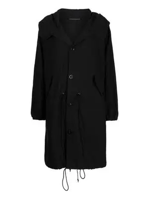 Y’s Oversized Hooded Mid-length Coat - Black