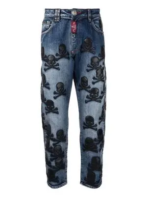 PHILIPP PLEIN Philipp Plein Skull-Patch Tapered Jeans