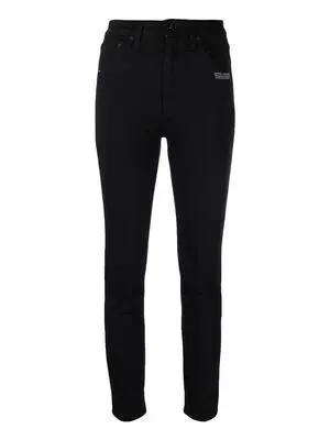 Off-White Slogan Logo-print Skinny Jeans - Black