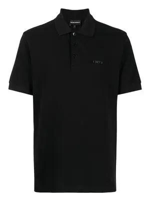 Emporio Armani Logo-print Cotton Polo Shirt - Black