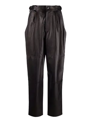 Isabel Marant Straight Leg Leather Trousers - Black