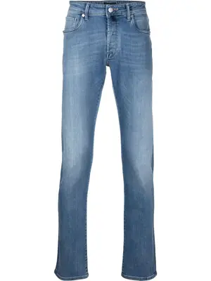 Incotex Stonewashed Straight-leg Jeans - Blue