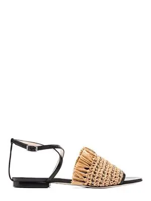 Fabiana Filippi Raffia-strap Leather Sandals - Neutrals