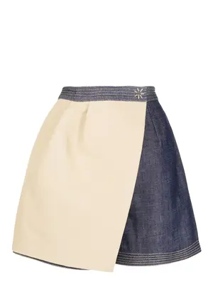 Dice Kayek Colour-block Denim Skirt - Brown