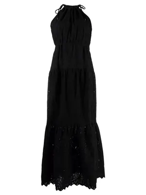 Michael Kors Embroidered Cotton Maxi Dress - Black