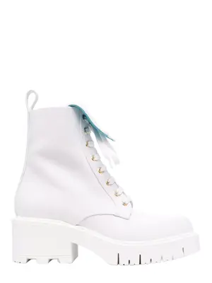CHIARA FERRAGNI Logo-embossed Lace-up Boots - White