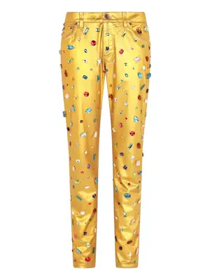 Dolce & Gabbana Rhinestone-embellished Straight-leg Jeans - Yellow