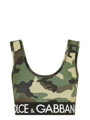 Dolce & Gabbana Camouflage-print Cropped Top - Green