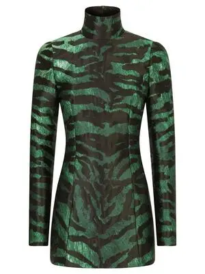 DOLCE & GABBANA Dolce & Gabbana Tiger Print Jacquard Long-Sleeve Dress
