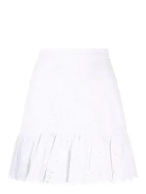 Michael Kors Floral-lace Cotton Skirt - White