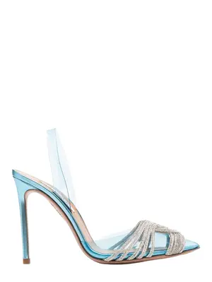 AQUAZZURA Rhinestone-embellished Slingback Stilettos - Blue
