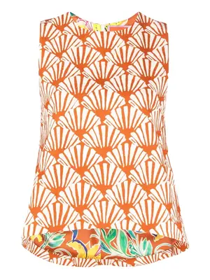La DoubleJ La DoubleJ La Scala Shell-Print Top Orange