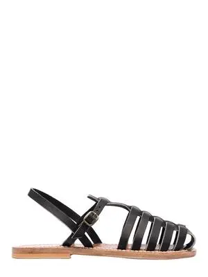 K.JACQUES Leather Open-toe Sandals - Black
