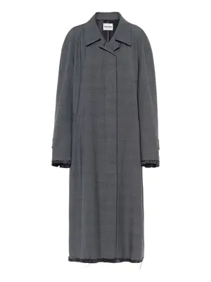 Miu Miu Prince Of Wales Check Wool Coat - Grey