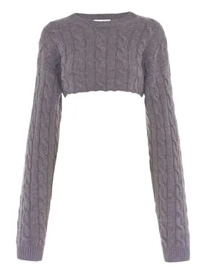 Miu Miu Cable Knit Cropped Jumper - Grey