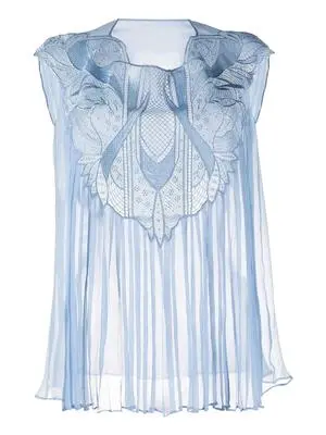 ALBERTA FERRETTI Alberta Ferretti Lace-Embellished Silk Top