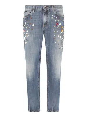 Dolce & Gabbana Crystal-embellished Jeans - Blue