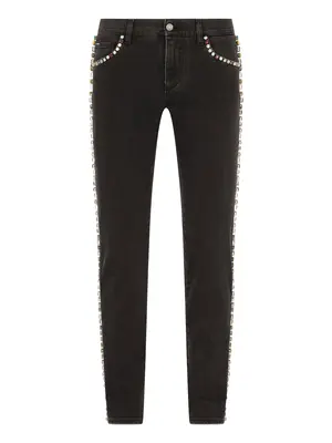 Dolce & Gabbana Crystal-embellished Skinny Jeans - Black