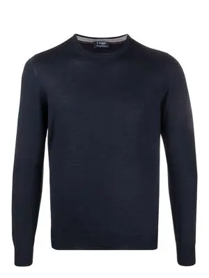 BARBA NAPOLI Fine-knit Crew-neck Jumper - Blue