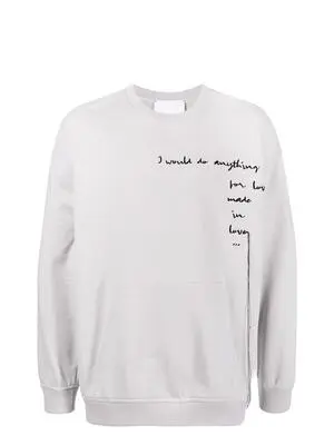 PORTS V Slogan-print Crew Neck Sweatshirt - Grey