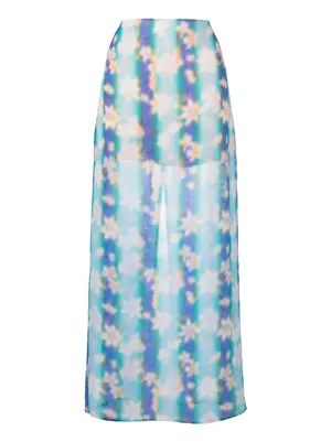 Nina Ricci Floral-print Straight Maxi Skirt - Blue