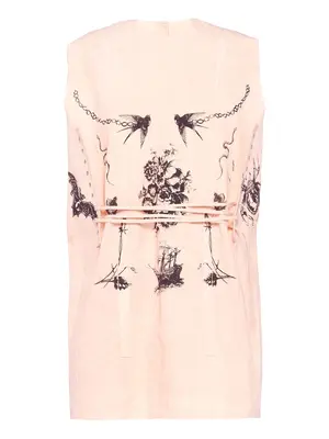 Prada Printed Slub Canvas Top - Pink