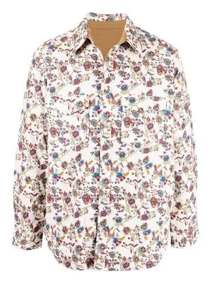 MARANT Floral-print Cotton Shirt Jacket - Neutrals