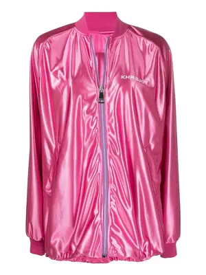 Khrisjoy Logo-print Metallic Bomber Jacket - Pink