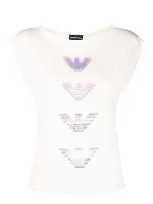 Emporio Armani Logo-print Sleeveless Shirt - Neutrals