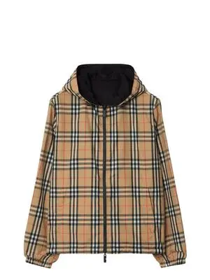 Burberry Reversible Check Hooded Jacket - Sand Beige