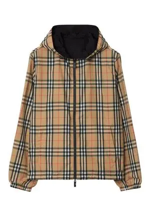 Burberry Reversible Check Hooded Jacket Sand